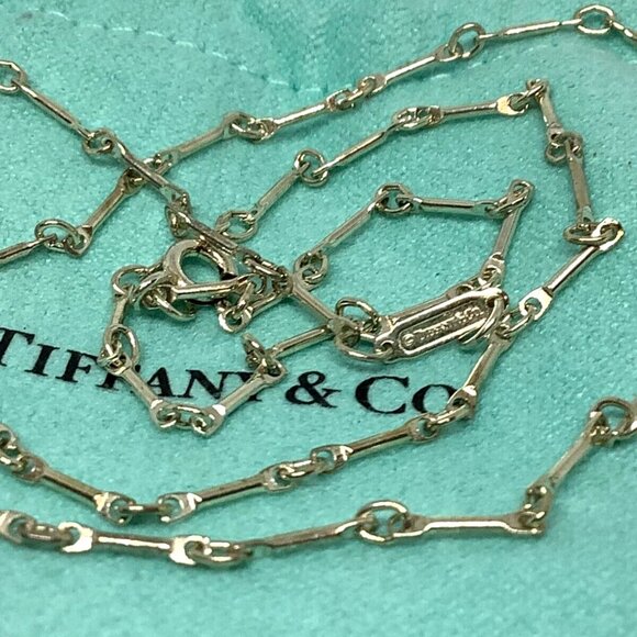 Tiffany & Co. | Jewelry | Rare Tiffany Co Bar Round Link Chain Necklace ...